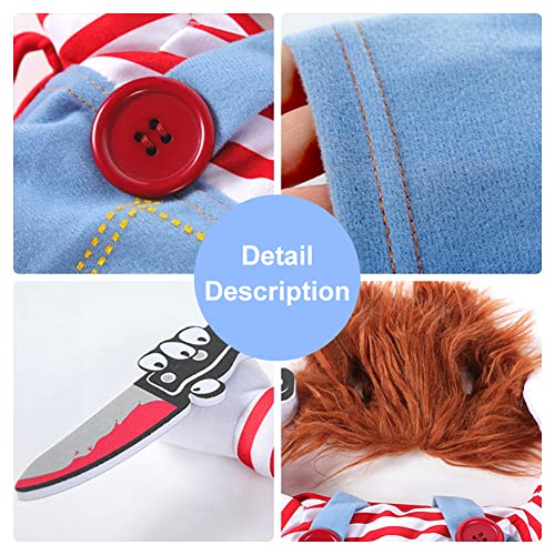 Pet Deadly Doll Dog Costume, Chucky Dog Cosplay Funny Costume Halloween Christmas Dog Clothes Party Costume for Small Medium Large Dogs