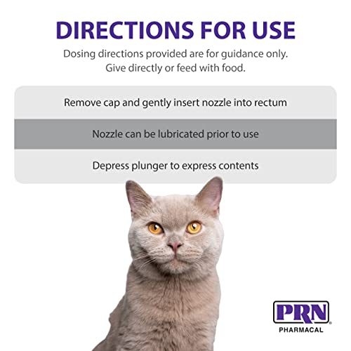 PRN Pharmacal PetEma - Disposable Single Use Enema for Cats - Rectally Administered Gel Containing Lubricant, Laxative & Stool Softener - with Glycerin & Sorbic Acid - 6 mL Syringe - 3 Pcs