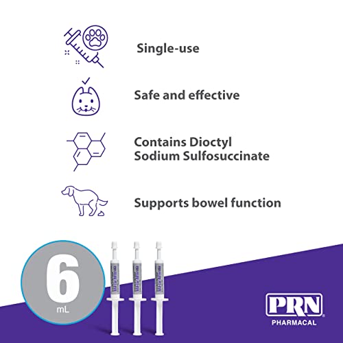 PRN Pharmacal PetEma - Disposable Single Use Enema for Cats - Rectally Administered Gel Containing Lubricant, Laxative & Stool Softener - with Glycerin & Sorbic Acid - 6 mL Syringe - 3 Pcs