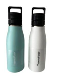 thermoflask travel 17oz vacuum insulated fliplock mugs - 2pack- grey and onyx