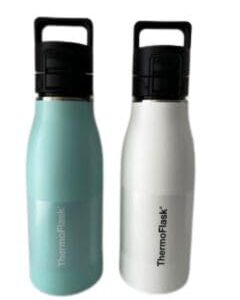 ThermoFlask Travel 17oz Vacuum Insulated FlipLock Mugs - 2pack- Grey and Onyx