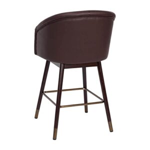 Flash Furniture Margo Commercial Grade Mid-Back Counter Stool - Black LeatherSoft Upholstery - Walnut Finish Beechwood Legs with Soft Bronze Accents - 26" Barstool