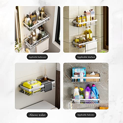 XUnion Shower Caddy Shelf Organizer Rack, Bathroom Shelf Organizer Shower Caddy Kitchen Spice Rack Wall Mounted No Drilling,Rustproo, Slilver Tw5 (llh2b220624LXN220610082A)