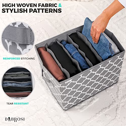 DABROSI Wardrobe Clothes Organizer for Folded Clothes - Pants Organizer - Jean Organizer for Closet (2 pack 6-grid Large)