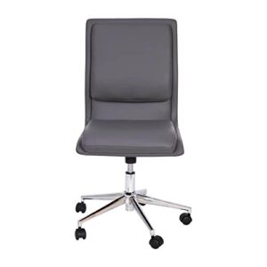 Flash Furniture Madigan Task Office Chair - Luxurious Gray LeatherSoft Upholstery - Padded Mid-Back and Seat - Height Adjustable Chrome Base - Armless