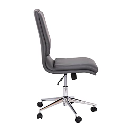 Flash Furniture Madigan Task Office Chair - Luxurious Gray LeatherSoft Upholstery - Padded Mid-Back and Seat - Height Adjustable Chrome Base - Armless