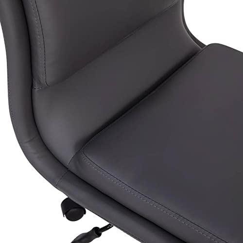 Flash Furniture Madigan Task Office Chair - Luxurious Gray LeatherSoft Upholstery - Padded Mid-Back and Seat - Height Adjustable Chrome Base - Armless