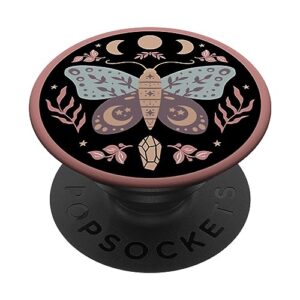 celestial boho moth witchy folk art botanical moon phases popsockets standard popgrip