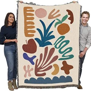 Pure Country Weavers Cutout Shapes 1 Blanket by JJ Design House - Abstact Art - Gift Tapestry Throw Woven from Cotton - Made in The USA (72x54)