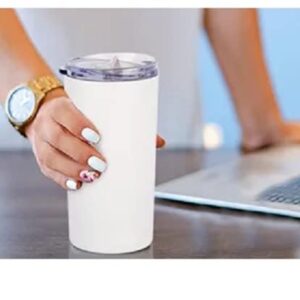 20oz stainless steel double walled insulated drink bottle with straw white skinny