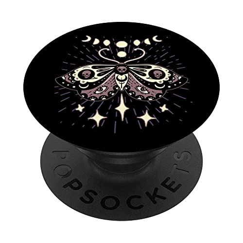 Witchy Luna Moth Moon Phases Goth Occult Wiccan Insect Lover PopSockets Swappable PopGrip