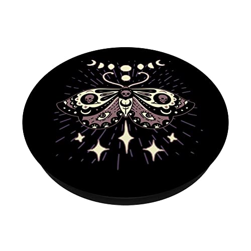 Witchy Luna Moth Moon Phases Goth Occult Wiccan Insect Lover PopSockets Swappable PopGrip