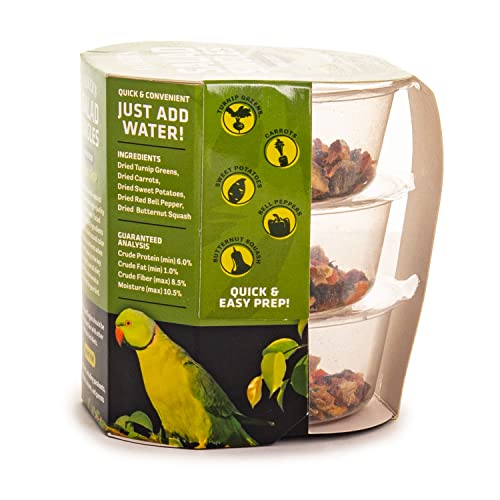 Fluker's Salad Singles All Natural Veggie Bird Mix - Just Add Water, Each Pack Makes 2oz of Food, Great for Parakeets, Cockatiels, Conures, and Parrots, 3 Pack 0.65oz