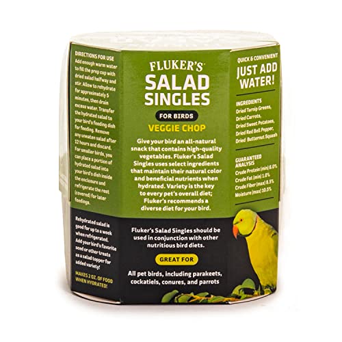 Fluker's Salad Singles All Natural Veggie Bird Mix - Just Add Water, Each Pack Makes 2oz of Food, Great for Parakeets, Cockatiels, Conures, and Parrots, 3 Pack 0.65oz