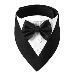 adoggygo formal dog tuxedo wedding dog bandana dog wedding tux with bowtie dog birthday costume adjustable dog formal outfit for medium large dogs pets (m, black)