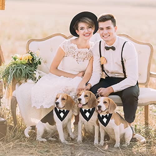 ADOGGYGO Formal Dog Tuxedo Wedding Dog Bandana Dog Wedding Tux with Bowtie Dog Birthday Costume Adjustable Dog Formal Outfit for Medium Large Dogs Pets (M, Black)