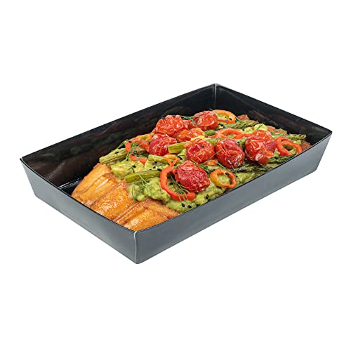 Restaurantware Matsuri Vision Rectangle Black Paper Medium Sushi Tray - 8" x 5" x 1 1/2" - 100 count box