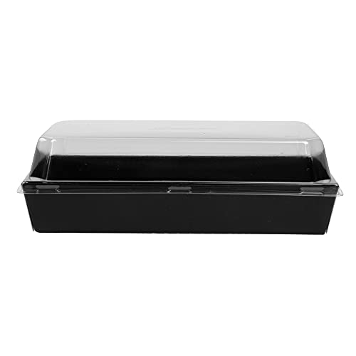 Restaurantware Matsuri Vision Rectangle Black Paper Medium Sushi Tray - 8" x 5" x 1 1/2" - 100 count box