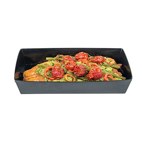 Restaurantware Matsuri Vision Rectangle Black Paper Medium Sushi Tray - 8" x 5" x 1 1/2" - 100 count box