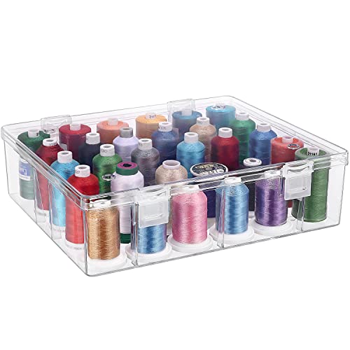 New brothread Pack of 2 Tall and Clear Storage Box/Organizer for 2x30 Home Embroidery&Cotton Thread Spools Compatible with Tall Thread Spools from Isacord/Floriani/Madeira/Glide/RA/Connecting Thread