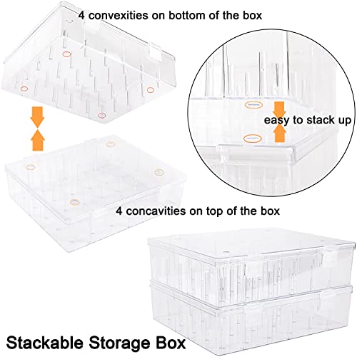 New brothread Pack of 2 Tall and Clear Storage Box/Organizer for 2x30 Home Embroidery&Cotton Thread Spools Compatible with Tall Thread Spools from Isacord/Floriani/Madeira/Glide/RA/Connecting Thread