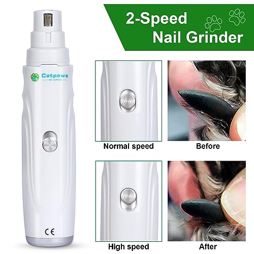 cycleacc Pet Nail Grinder for Dogs,Electric USB Rechargeable Pet Nail Trimmer Clipper Painless Soft Paws Grooming & Smoothing for Small Medium Dogs & Cats Puppy