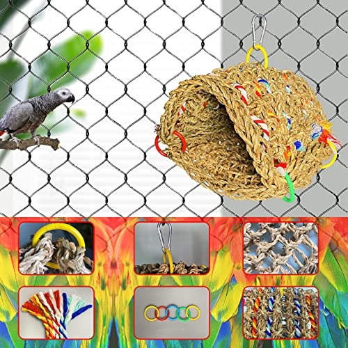 Bird Tent DIY,Bird Sheltering Seagrass Tent Hammock with Colorful Chewing Rope Toys Suit for Parakeets,Cockatiels,Lovebirds, Finch