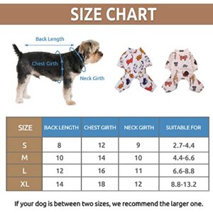 LETSQK 2-Pack Dog Pajamas Cute Pet Clothes Puppy Adorable Rompers Cozy Soft Cotton Bodysuits for Small Dogs and Cats (X-Small)