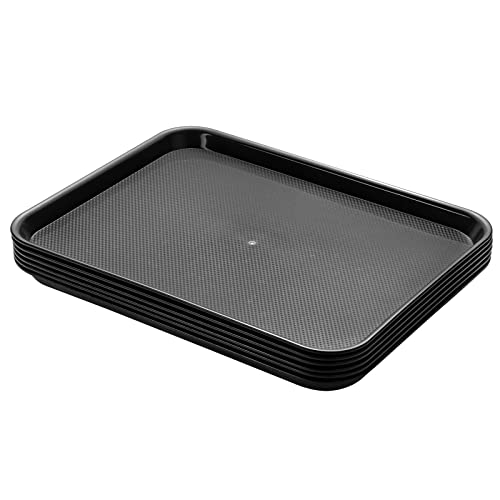 Aebeky Plastic Cafeteria Trays,Fast Food Serving Trays,13"X17",Set of 6 (Black)