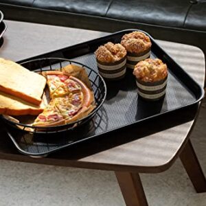 Aebeky Plastic Cafeteria Trays,Fast Food Serving Trays,13"X17",Set of 6 (Black)