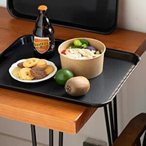 Aebeky Plastic Cafeteria Trays,Fast Food Serving Trays,13"X17",Set of 6 (Black)