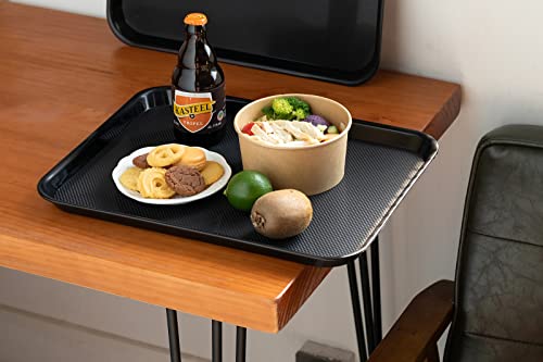 Aebeky Plastic Cafeteria Trays,Fast Food Serving Trays,13"X17",Set of 6 (Black)