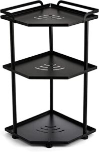 nicunom 3-tier kitchen corner organizer shelf, countertop storage rack, under sink organizers, pots and pans organizer for cabinet, bathroom countertop organizer, black