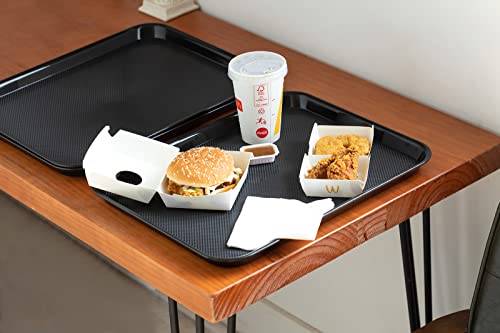 Aebeky Plastic Cafeteria Trays,Fast Food Serving Trays,13"X17",Set of 6 (Black)