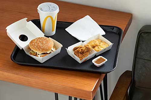 Aebeky Plastic Cafeteria Trays,Fast Food Serving Trays,13"X17",Set of 6 (Black)