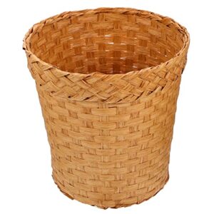 healeved woven basket bathroom wastebasket garbage can for bedroom bathroom laundry basket household waste paper basket woven storage basket office basket straw basket wicker garbage bin