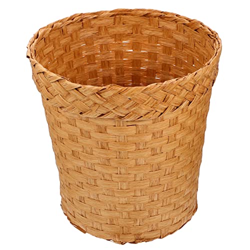 Healeved Woven Basket Bathroom Wastebasket Garbage Can for Bedroom Bathroom Laundry Basket Household Waste Paper Basket Woven Storage Basket Office Basket Straw Basket Wicker Garbage Bin