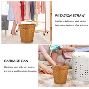 Healeved Woven Basket Bathroom Wastebasket Garbage Can for Bedroom Bathroom Laundry Basket Household Waste Paper Basket Woven Storage Basket Office Basket Straw Basket Wicker Garbage Bin