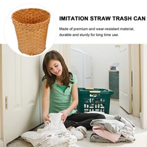 Healeved Woven Basket Bathroom Wastebasket Garbage Can for Bedroom Bathroom Laundry Basket Household Waste Paper Basket Woven Storage Basket Office Basket Straw Basket Wicker Garbage Bin