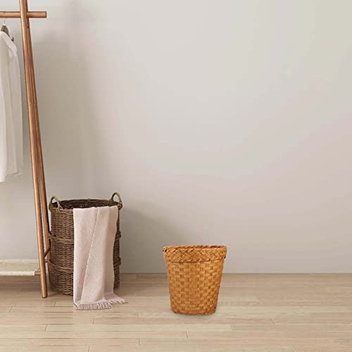 Healeved Woven Basket Bathroom Wastebasket Garbage Can for Bedroom Bathroom Laundry Basket Household Waste Paper Basket Woven Storage Basket Office Basket Straw Basket Wicker Garbage Bin