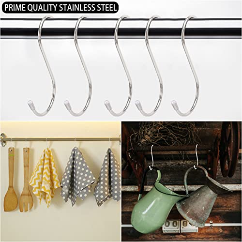 15 Piece 4.3 Inch S Hooks Hanging Stainless Steel Metal Hangers Hooks for Heavy Duty - Large