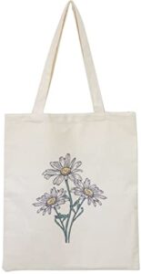 canvas floral botanical tote bag for women, reusable grocery bags, cute cat tote bags aesthetic for shopping