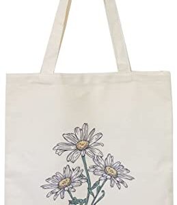 Canvas Floral Botanical Tote Bag for Women, Reusable Grocery Bags, Cute Cat Tote Bags Aesthetic for Shopping