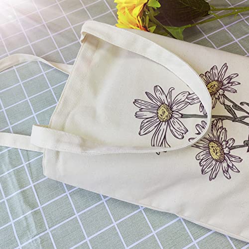 Canvas Floral Botanical Tote Bag for Women, Reusable Grocery Bags, Cute Cat Tote Bags Aesthetic for Shopping