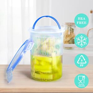 Pickle Storage Container, Plastic Pickle Jar With Strainer Insert, Transparent Pickle Container Tongs, Leaks-Proof and Lock It Lid, for Airtight Food Storage Cucumbers, Jalapenos, Pickles(1Pack)