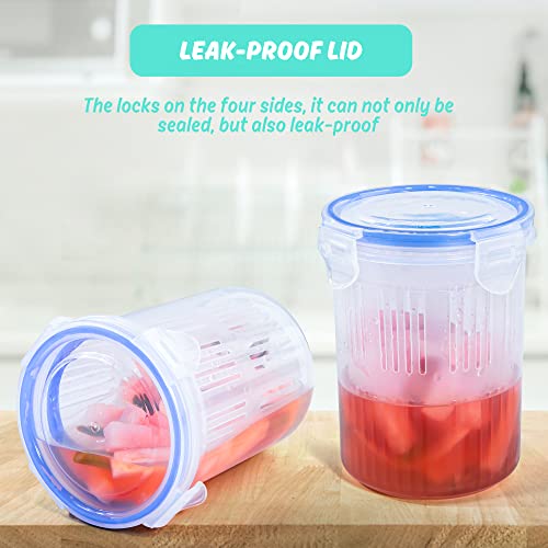 Pickle Storage Container, Plastic Pickle Jar With Strainer Insert, Transparent Pickle Container Tongs, Leaks-Proof and Lock It Lid, for Airtight Food Storage Cucumbers, Jalapenos, Pickles(1Pack)