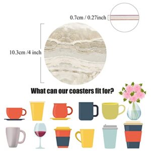 Adorever 6 Pcs Coasters for Drinks with Holder, Absorbent Drink Coaster Marble Style Ceramic Cup Coasters for Coffee Table Tabletop Protection, Coaster Set Housewarming Gift New Home Kitchen Decor