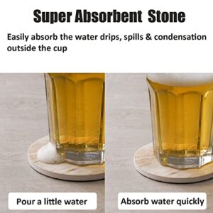 Adorever 6 Pcs Coasters for Drinks with Holder, Absorbent Drink Coaster Marble Style Ceramic Cup Coasters for Coffee Table Tabletop Protection, Coaster Set Housewarming Gift New Home Kitchen Decor