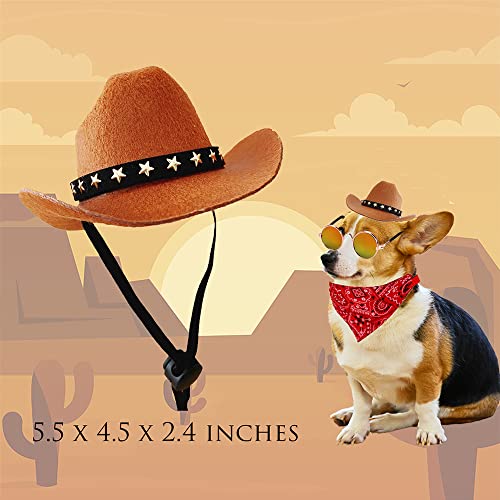 GallaRato Cowboy Costume for Pet Cowboy Bandanna Cowboy Hat for Pet Cowgirl Bandanna Sunglasses Hiphop Costume for Pet Hippie Costume