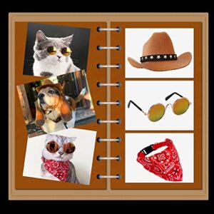 GallaRato Cowboy Costume for Pet Cowboy Bandanna Cowboy Hat for Pet Cowgirl Bandanna Sunglasses Hiphop Costume for Pet Hippie Costume